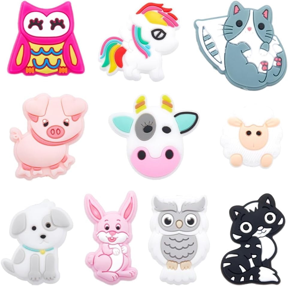 10PCS Animal Shaped Silicone Beads Silicone Focal Beads Cute Animals ...