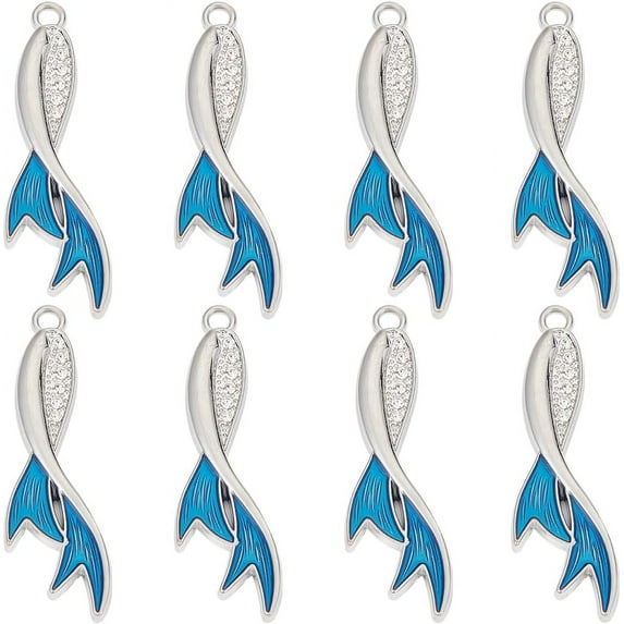 1 BOX 10PCS Fish Tail Charms Charms Bulk Sliver Hawaii Summer Sea Ocean ...
