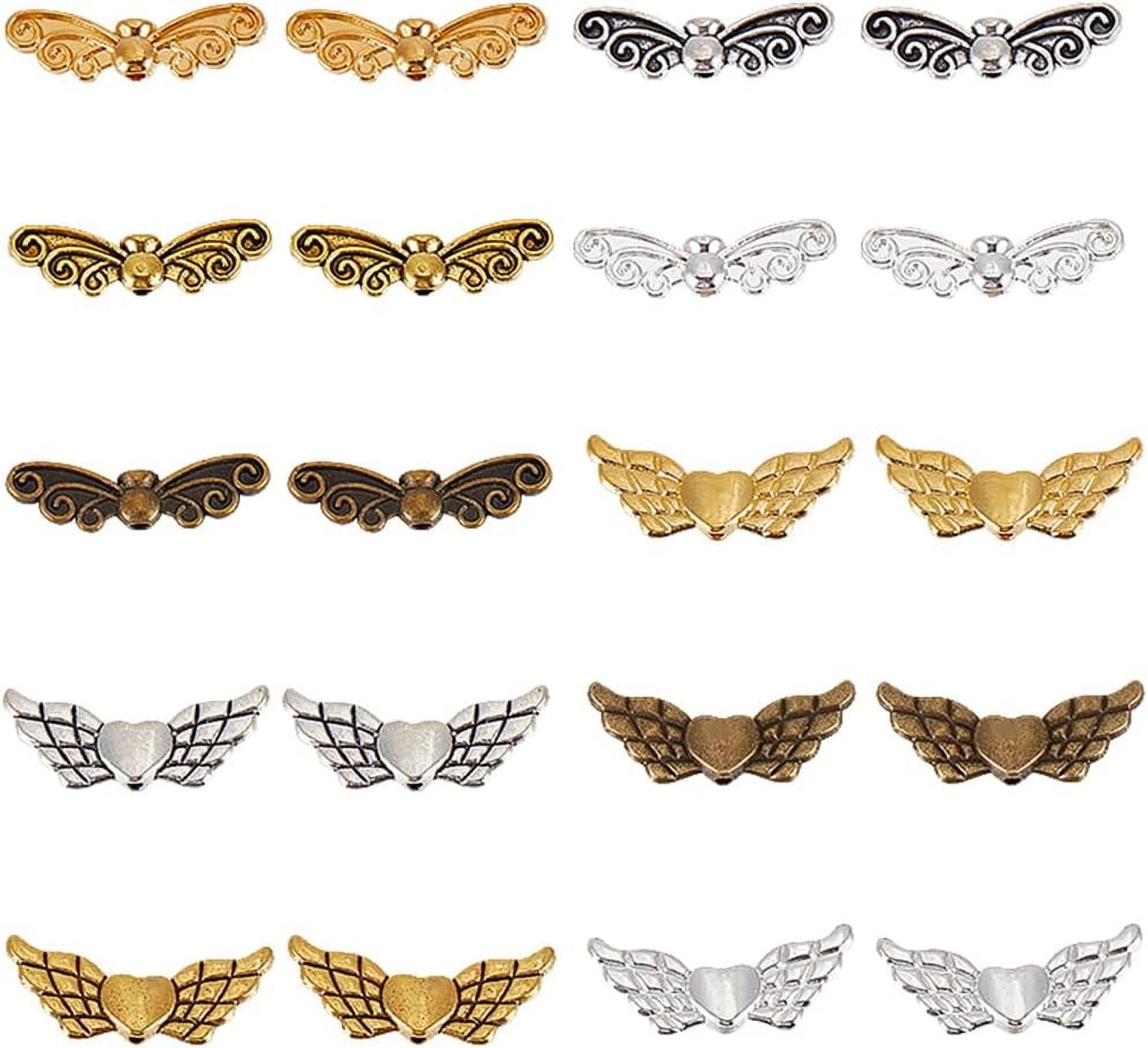 1 BOX 120PCS Alloy Angel Wing Beads Butterfly Beads Metal Small Tibetan ...
