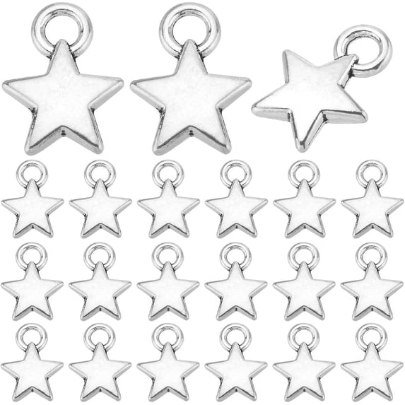 1 BOX 200PCS Silver Star Charms Bulk Pentagram Charms Mini Metal Alloy ...