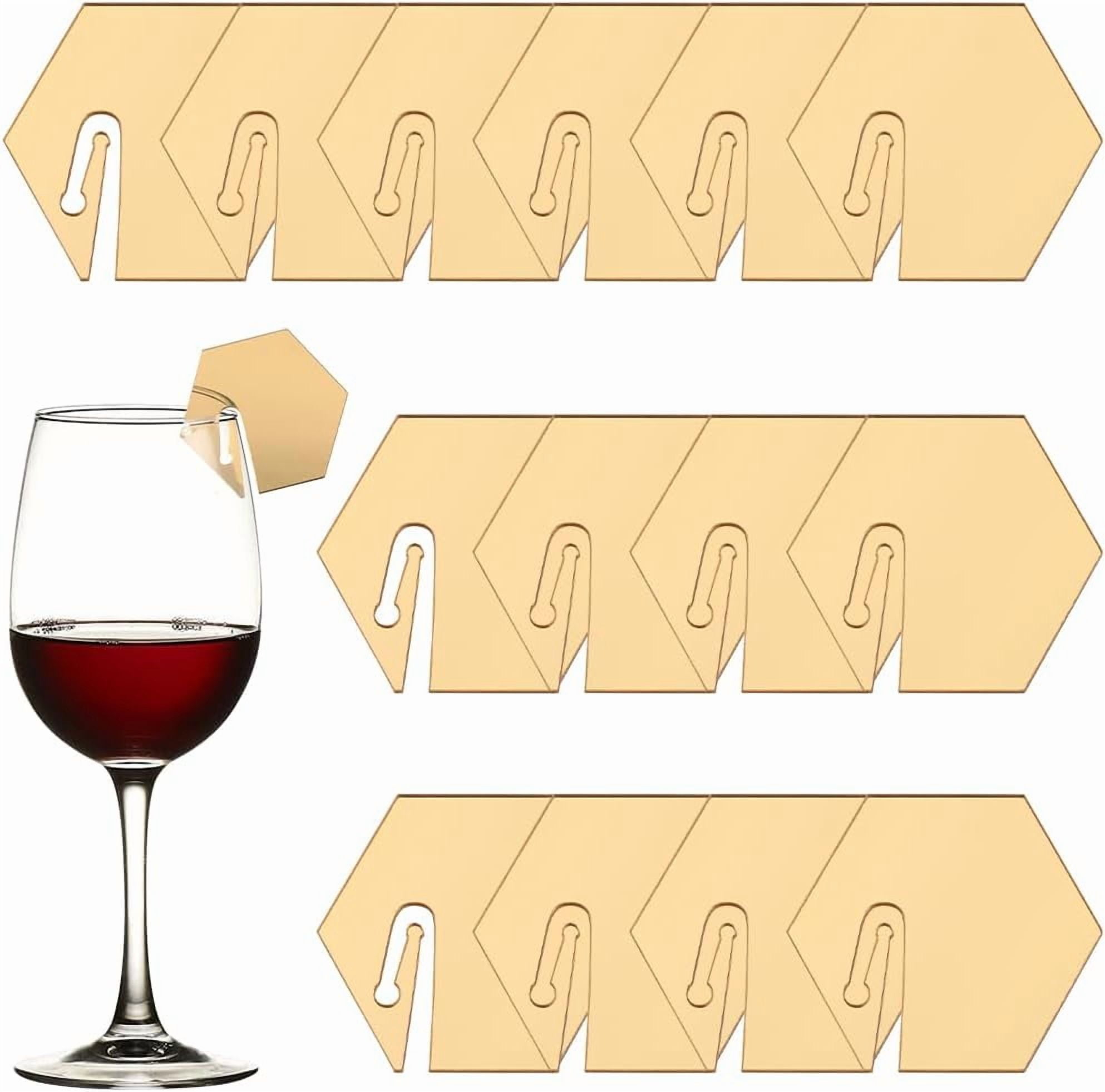 1 BOX 20PCS Acrylic Wine Glasses Name Tags Drink Markers Gold Mirror ...