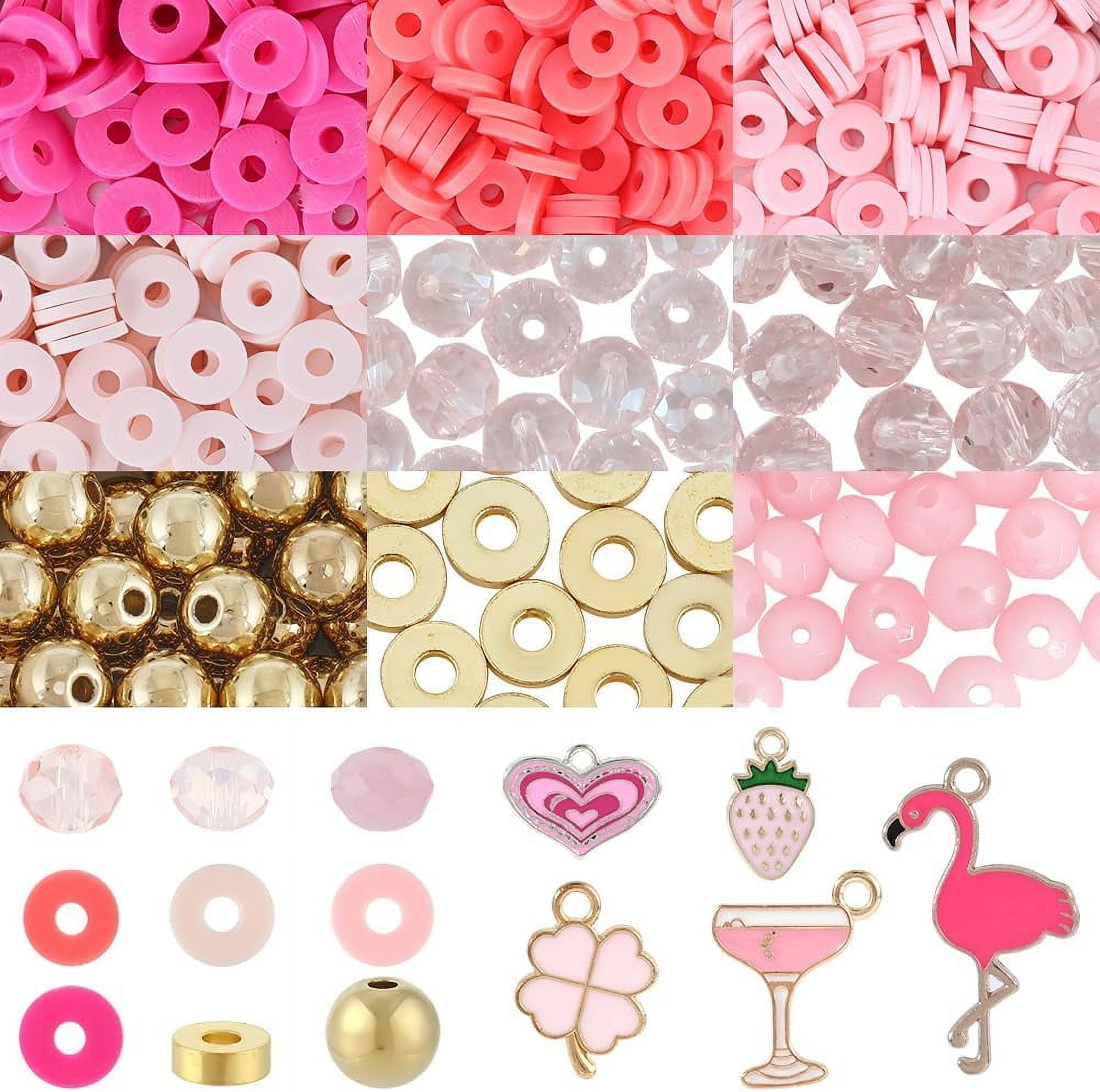 1 BOX 840+PCS Pink Bracelet Making Kit Valentines Beads Kit Enamel ...