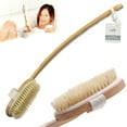 Bath Brush, Back Scrubber Brush with Soft Bristles, Long Removable Wood ...