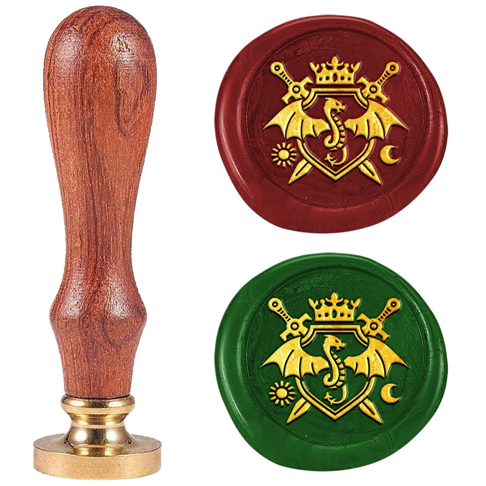 1" Badge Dragon Wax Seal Stamp Retro Sealing Stamps Removable Brass ...