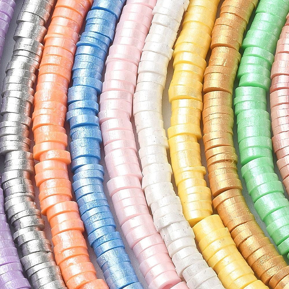 1 Bag 10 Strands 10 Colors Handmade Polymer Clay Beads Strands for DIY ...