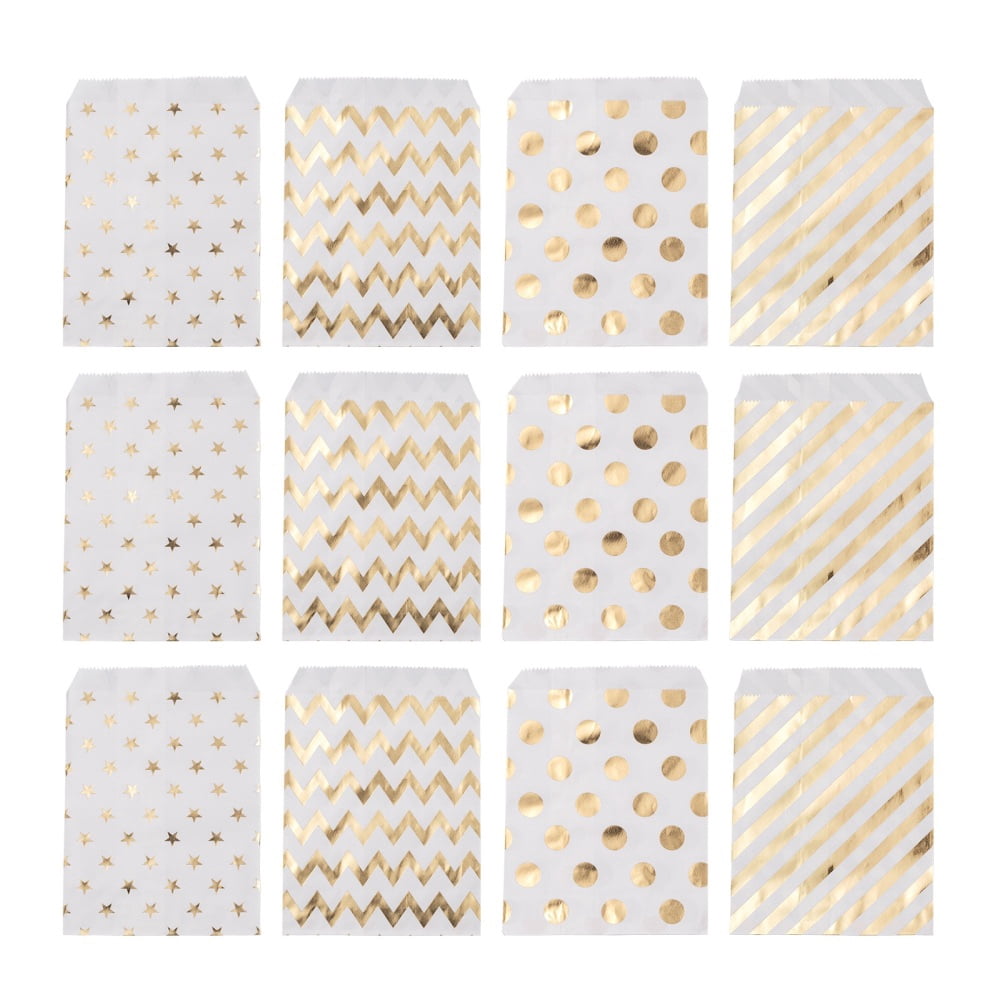 1 Bag 100Pcs 4 Patterns Eco-Friendly Kraft Paper Bags Gift Bags ...