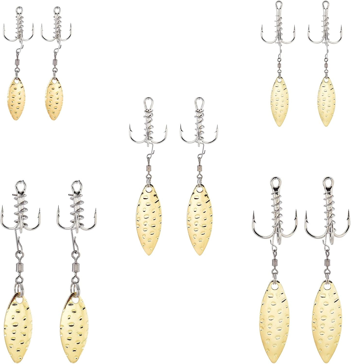 1 Bag 10Pcs 5 Size Fishing Three Hooks Treble Fishing Hook with Lure ...