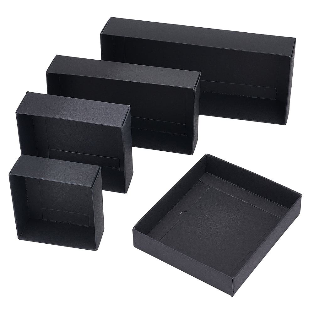 1 Bag 10Pcs 5 Style Present Packaging Box Black Gift Wrap Boxes with ...