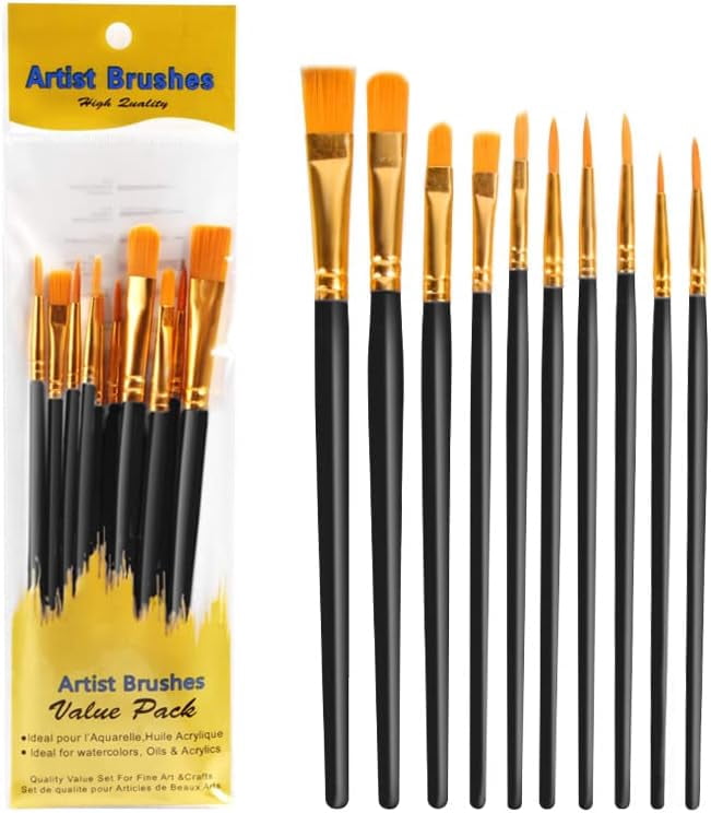 1 Bag 10Pcs Paint Plastic Brushes Set with Aluminium Tube for DIY Oil ...
