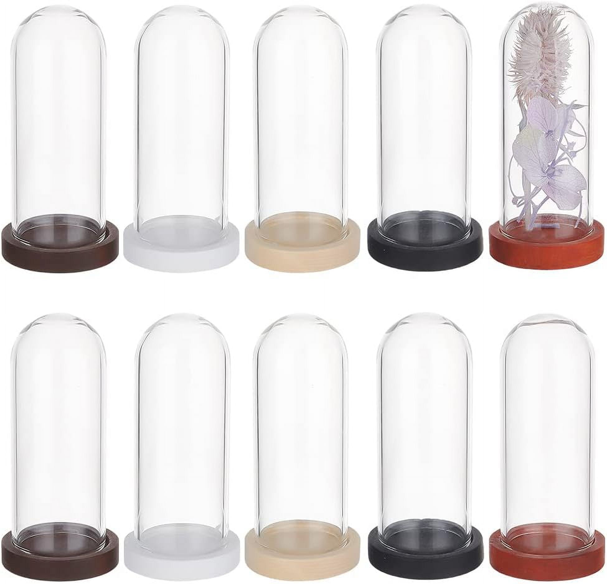 1 Bag 10Sets Glass Display Cloche Dome Mini Cloche Bell Jar with Wood ...