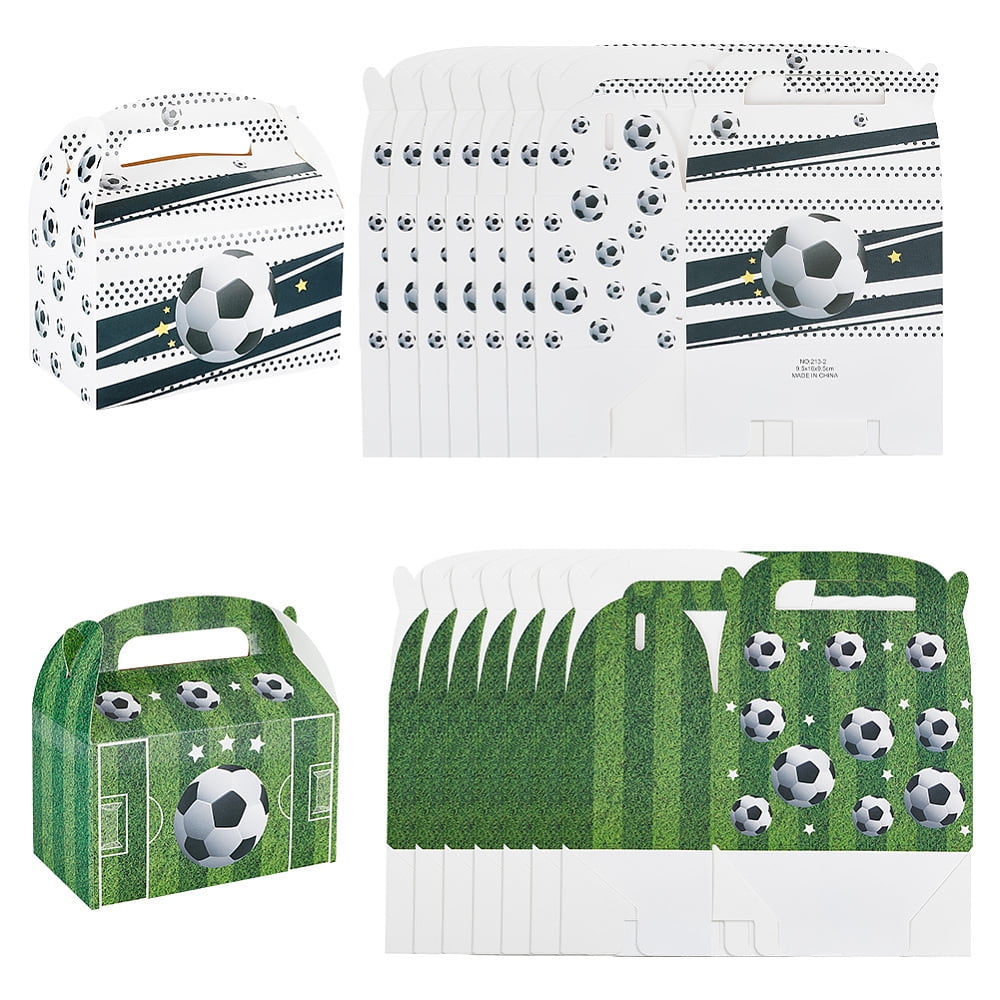 1 Bag 16Pcs 2 Colors Football Print Paper Boxes with Handle Hole ...