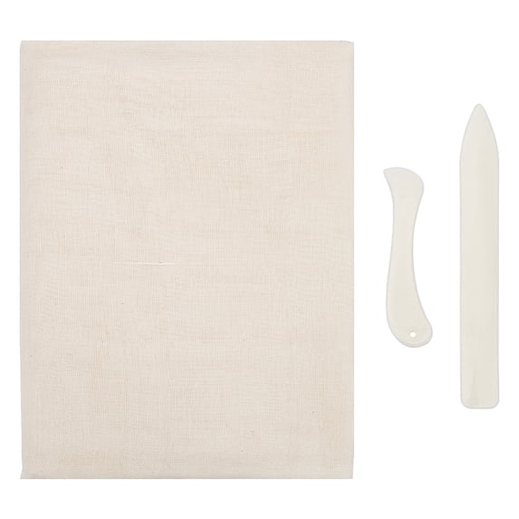 1 Bag 2 Sheets Cotton Gauze Fabric with 1Set Paper Creaser Set Crafts ...