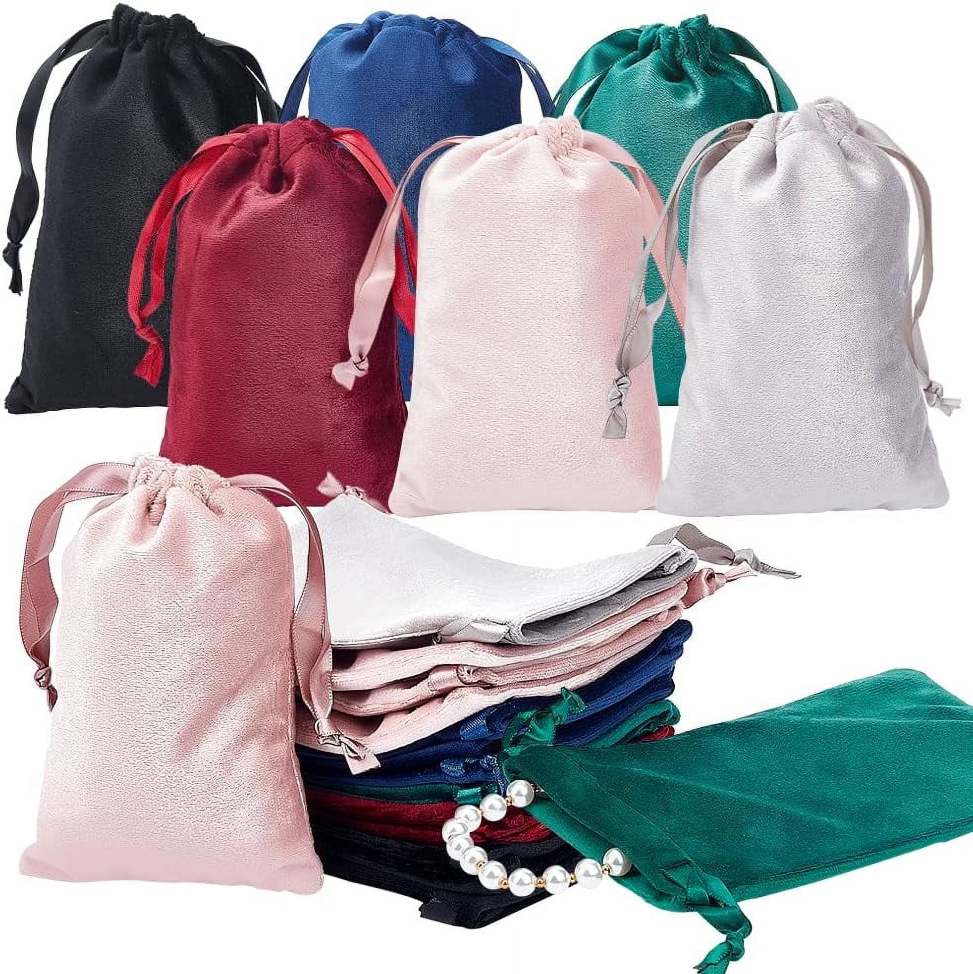 1 Bag 24Pcs 6 Colors Velvet Jewelry Drawstring Bags with Satin Ribbon ...