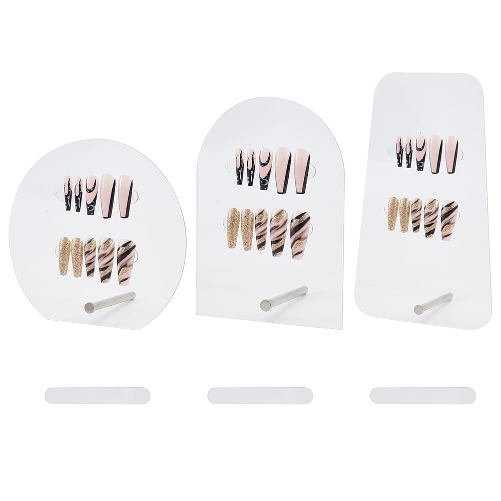 1 Bag 3 Pcs 3 Styles Nail Display Boards Transparent Acrylic Nail Art ...