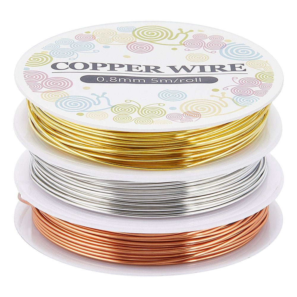 1 Bag 3 Rolls 3 Colors Copper Jewelry Craft Wire Round for Beading ...
