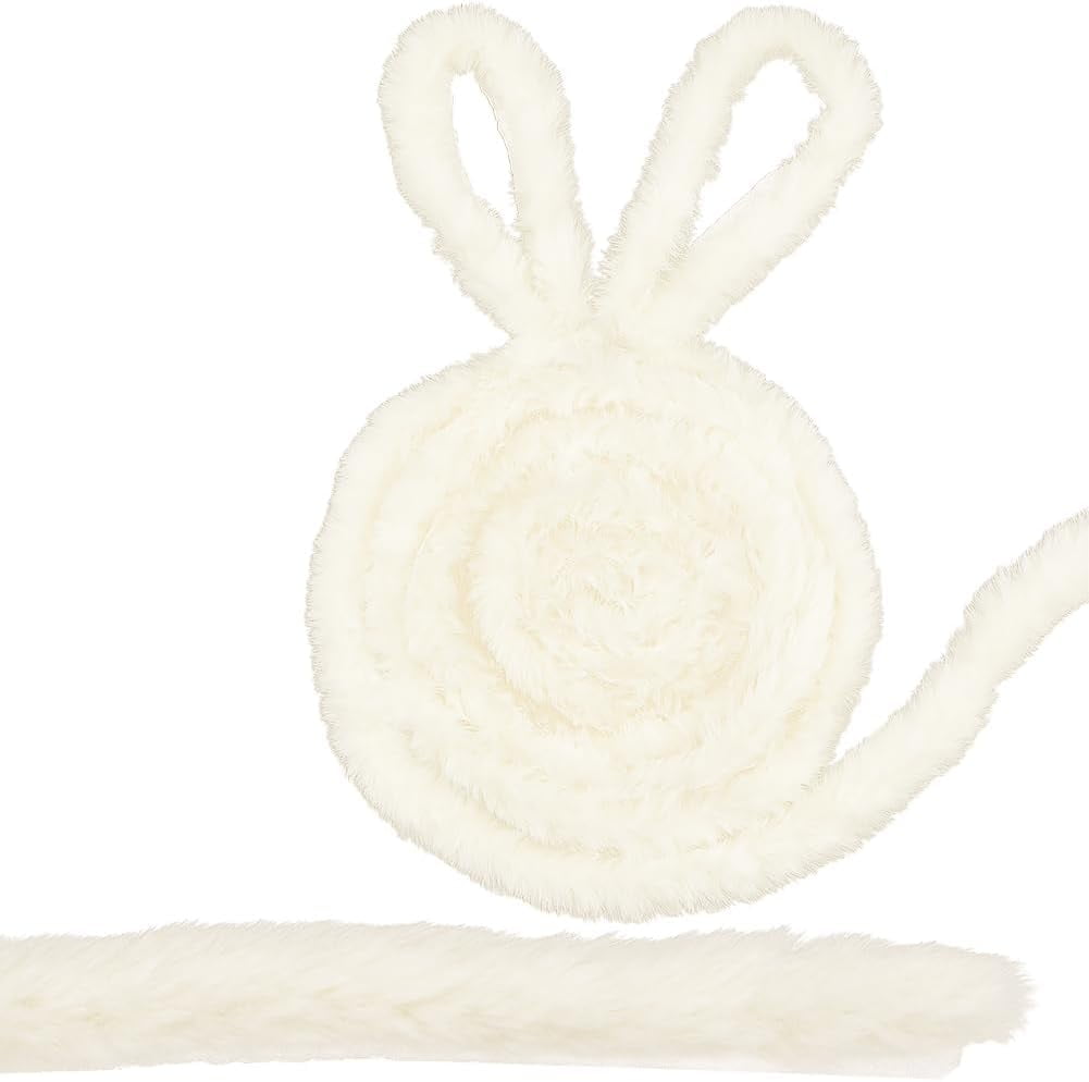 1 Bag 4.75m x 3cm Artificial Rabbit Fur Trim Beige Fluffy Faux Fur ...