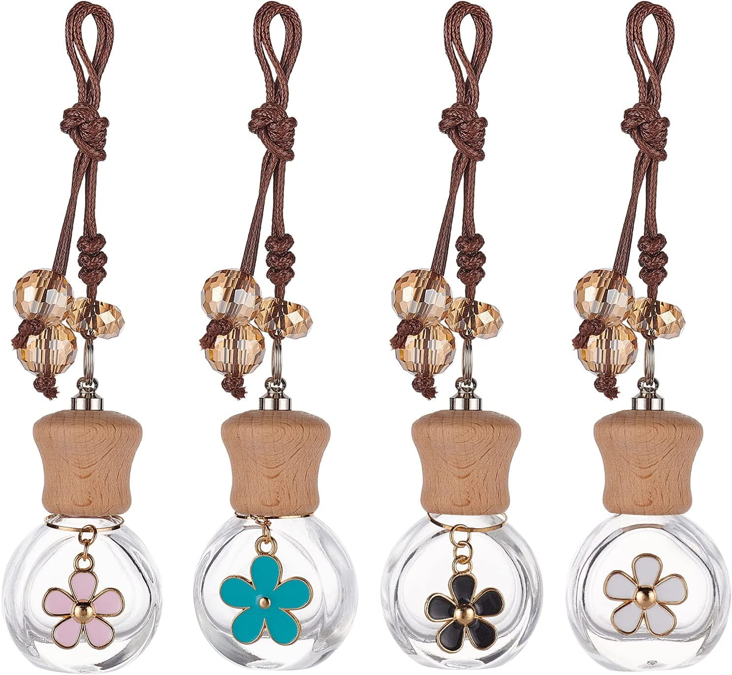 1 Bag 4 Colors Hanging Perfume Bottle 8ml Flower Pattern Air Freshener ...