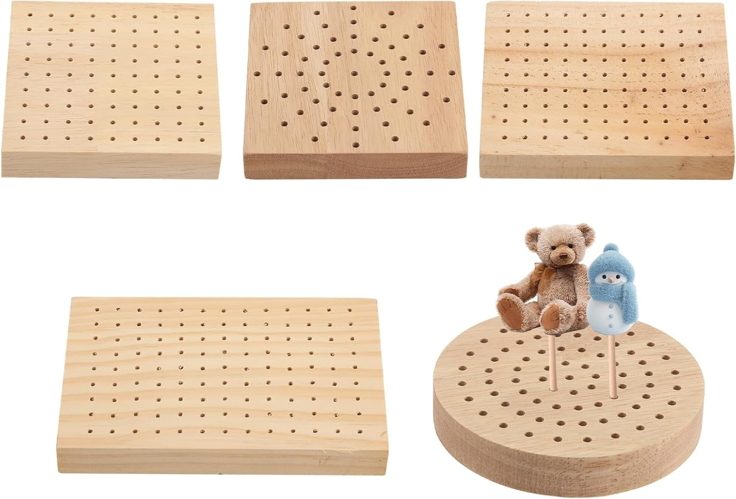 1 Bag 5Styles Wooden Cake Pop Stand Display Oak Wooden Clay Figurines ...