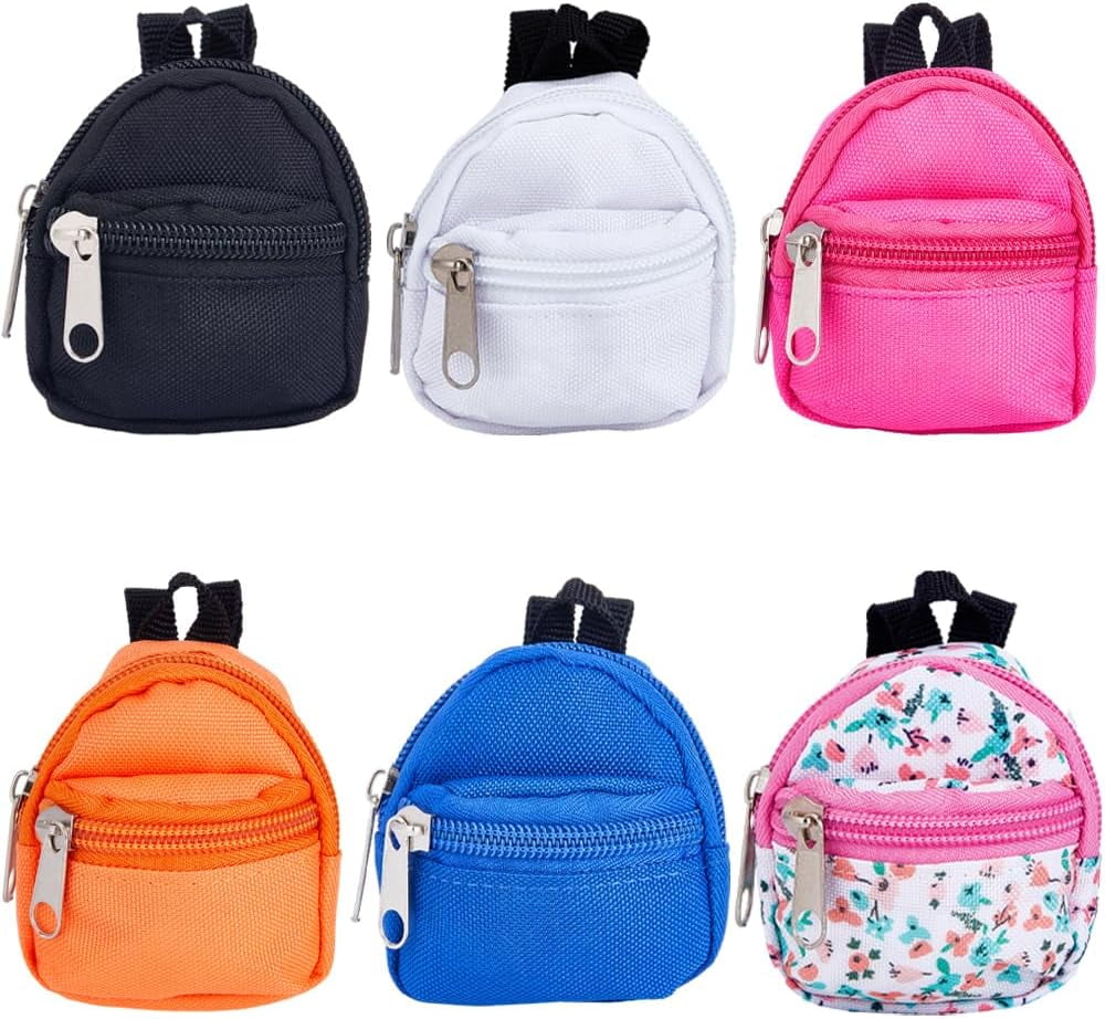 1 Bag 6 Styles Mini Doll Backpack Miniatures House Backpack Doll Zipper ...