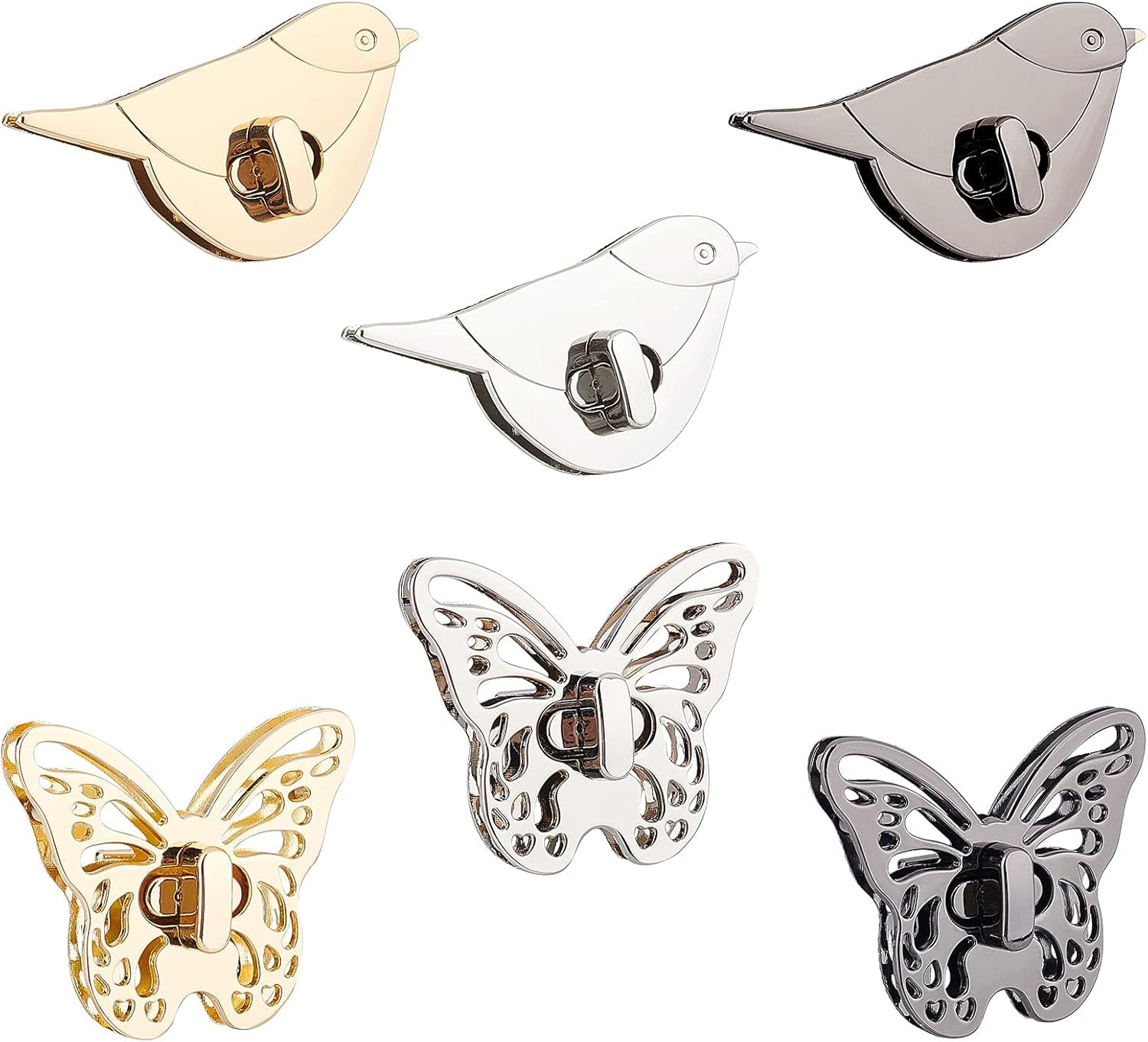 1 Bag 6 Styles Purse Turn Lock 3 Colors Bag Turn Buckles Metal Purse ...