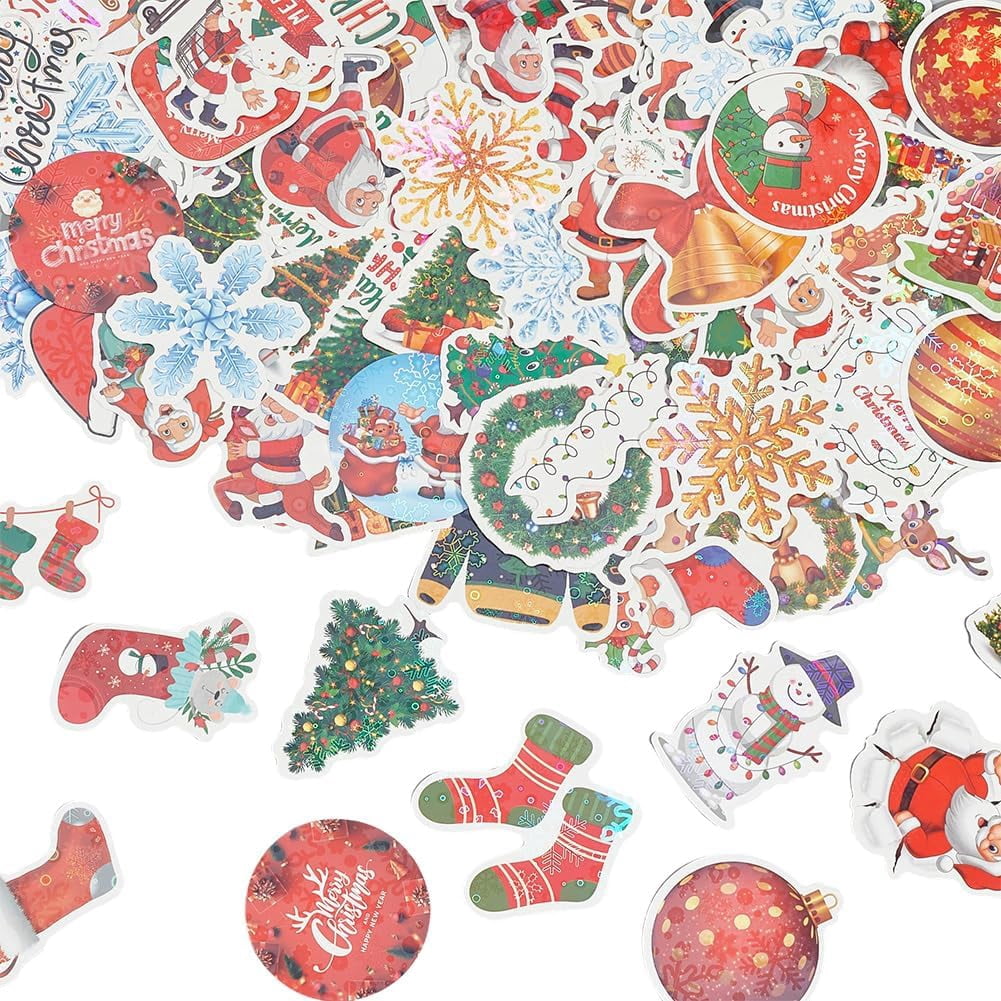 1 Bag Christmas Theme Paper Self-Adhesive Stickers for Decoration Mixed ...