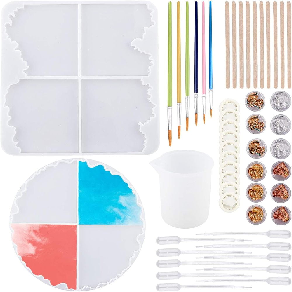 1 Bag DIY Cup Mat Making with Plastic Art Brushes Pen & Pipettes ...