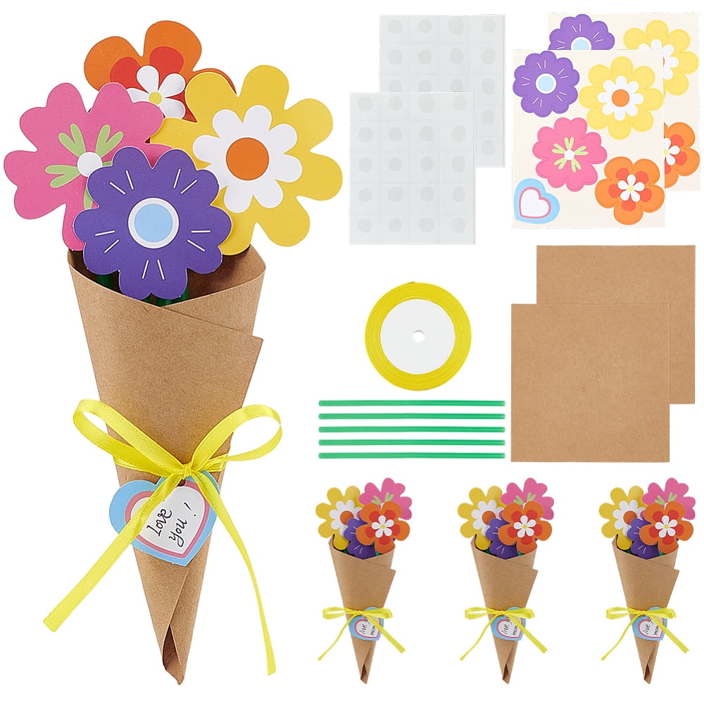 1 Bag DIY Paper Flower Bouquet Greeting Card with Sticker Mixed Color ...