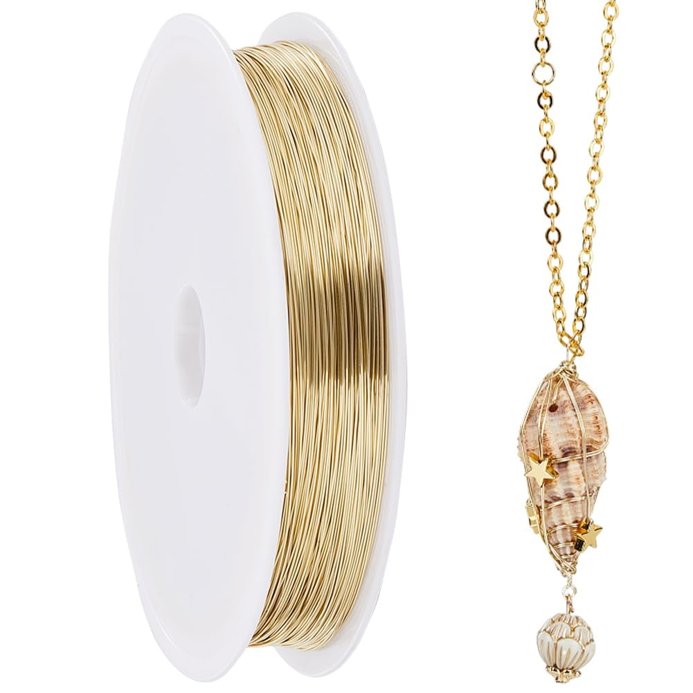 1 Bag Eco-Friendly Copper Wire Round Beading Wire with Spool Real 14K ...