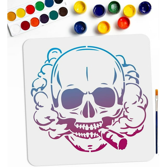 1 Bag Large Skull Smoking Stencils 11.8×11.8inch Scary Skull Stencil ...