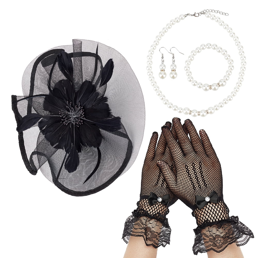 1 Bag Party Supplies Including Polyester Lace Cuff Mesh Long Gloves Hat ...