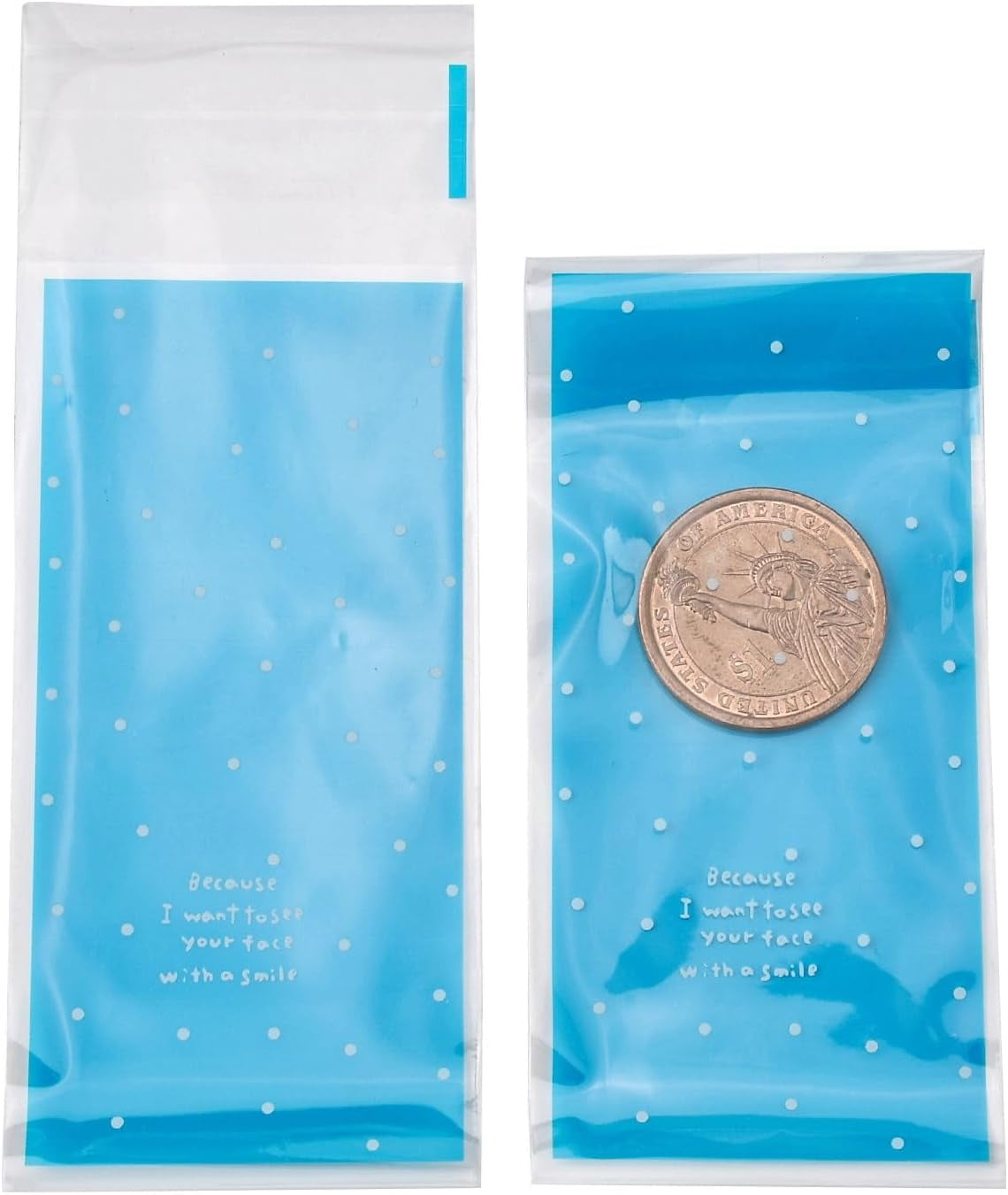 1 Bag Rectangle Plastic Cellophane Bags Deep Sky Blue Bags for Lipstick ...
