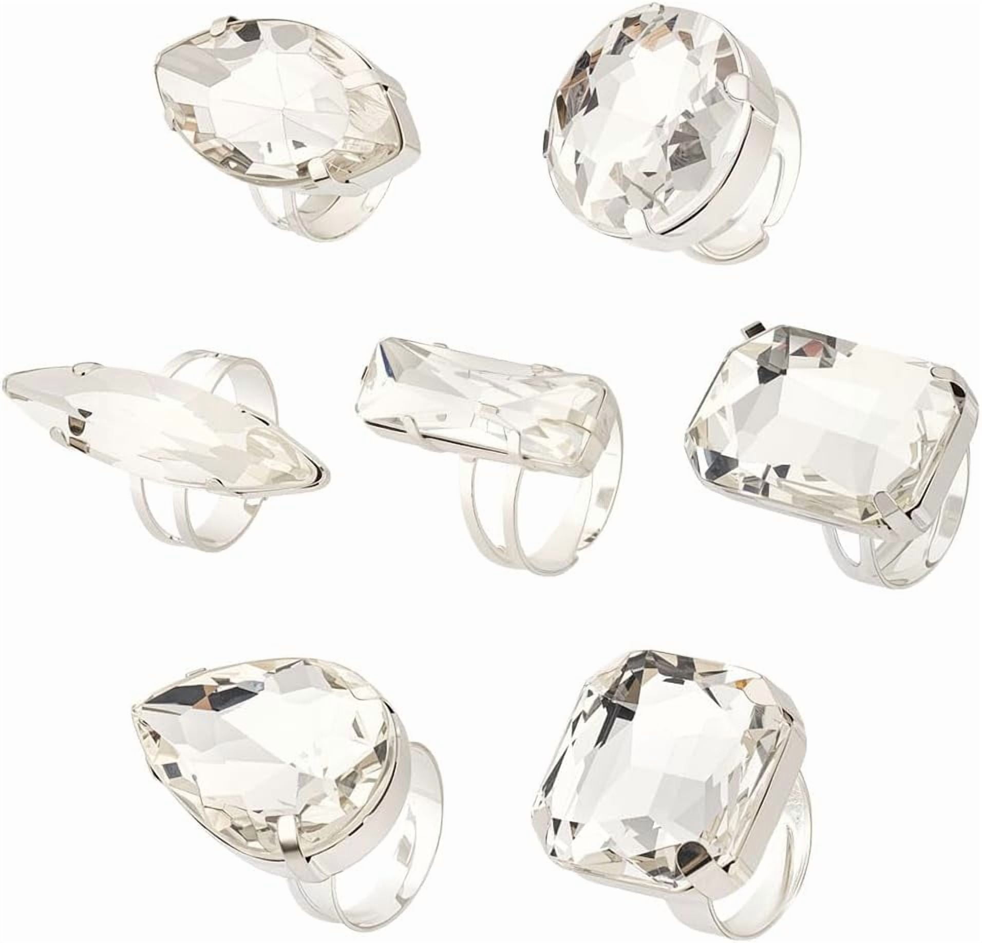 1 Bag Rhinestone Finger Rings for Women Platinum Inner Diameter: 18mm ...