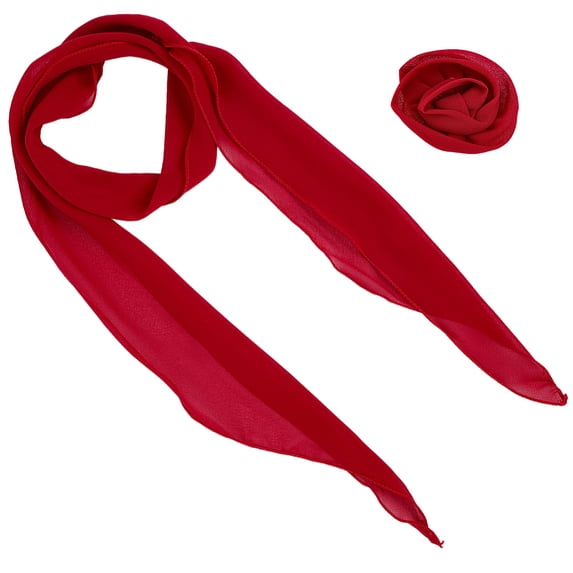 1 Bag Women's Ployester Silk Scarf with Flower Hair Clips Dark Red ...