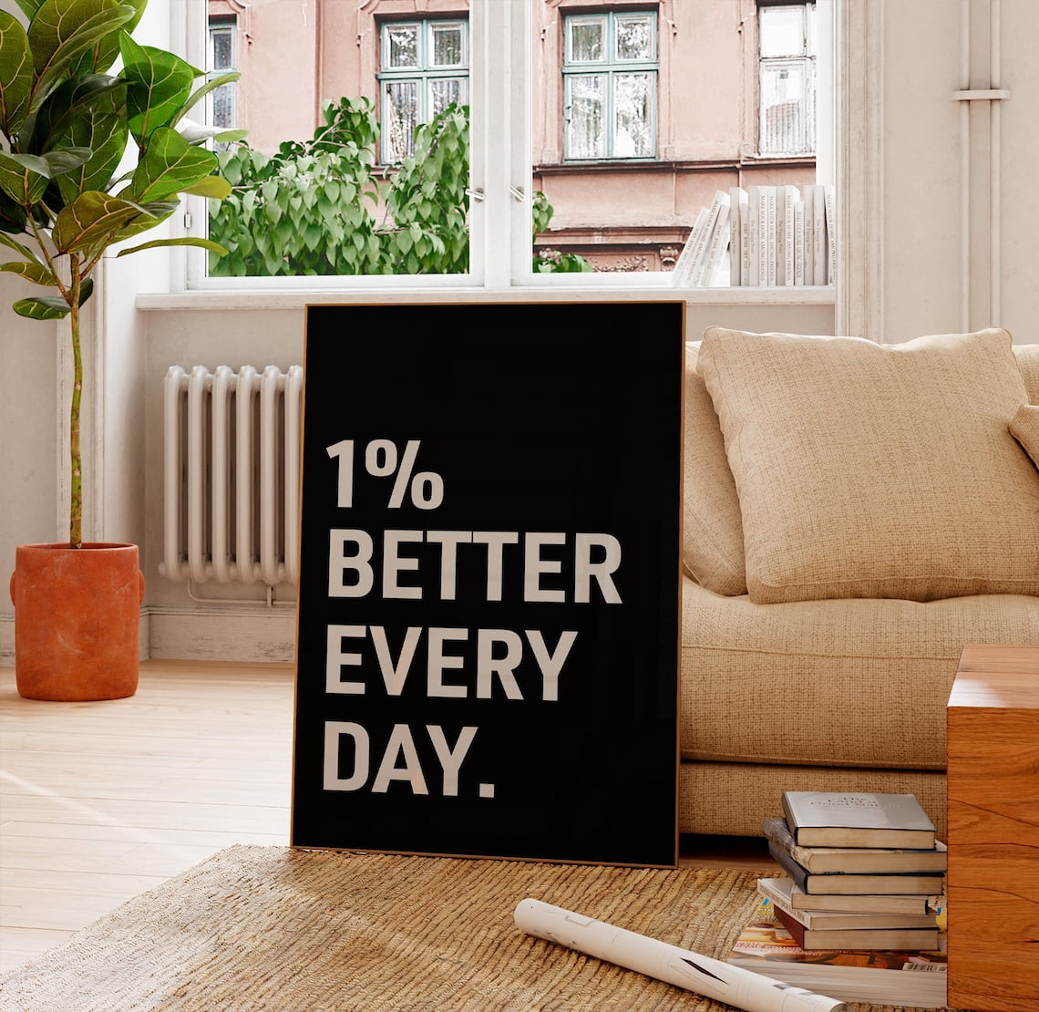 1% Better Every Day Poster, Motivational Wall Art Print, Gym Office ...