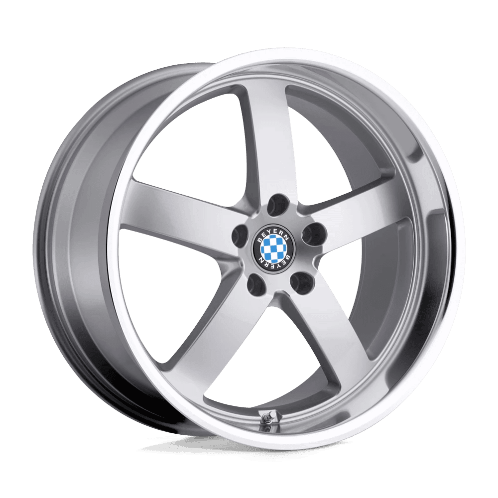 1 Beyern 18x9.5 5x120 +30 RAPP SILVER W/ MIRROR CUT LIP Wheel Rim ...