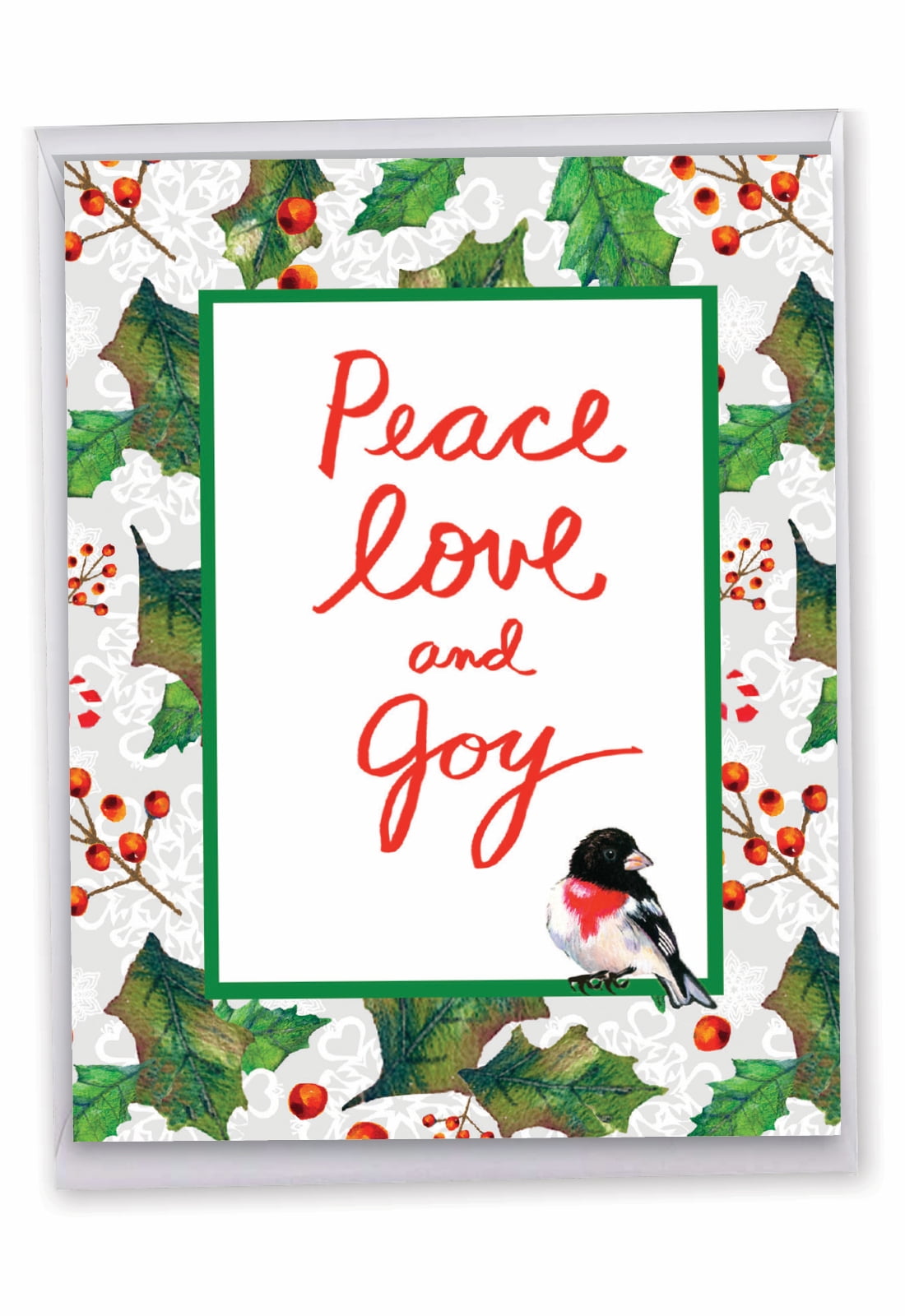1 Big Christmas Card (8.5 x 11 Inch) - Christmas Words & Birds ...