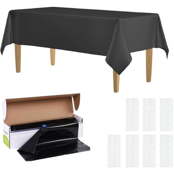 1, Black Disposable Tablecloth Roll with Convenient Slide Cutter Box ...