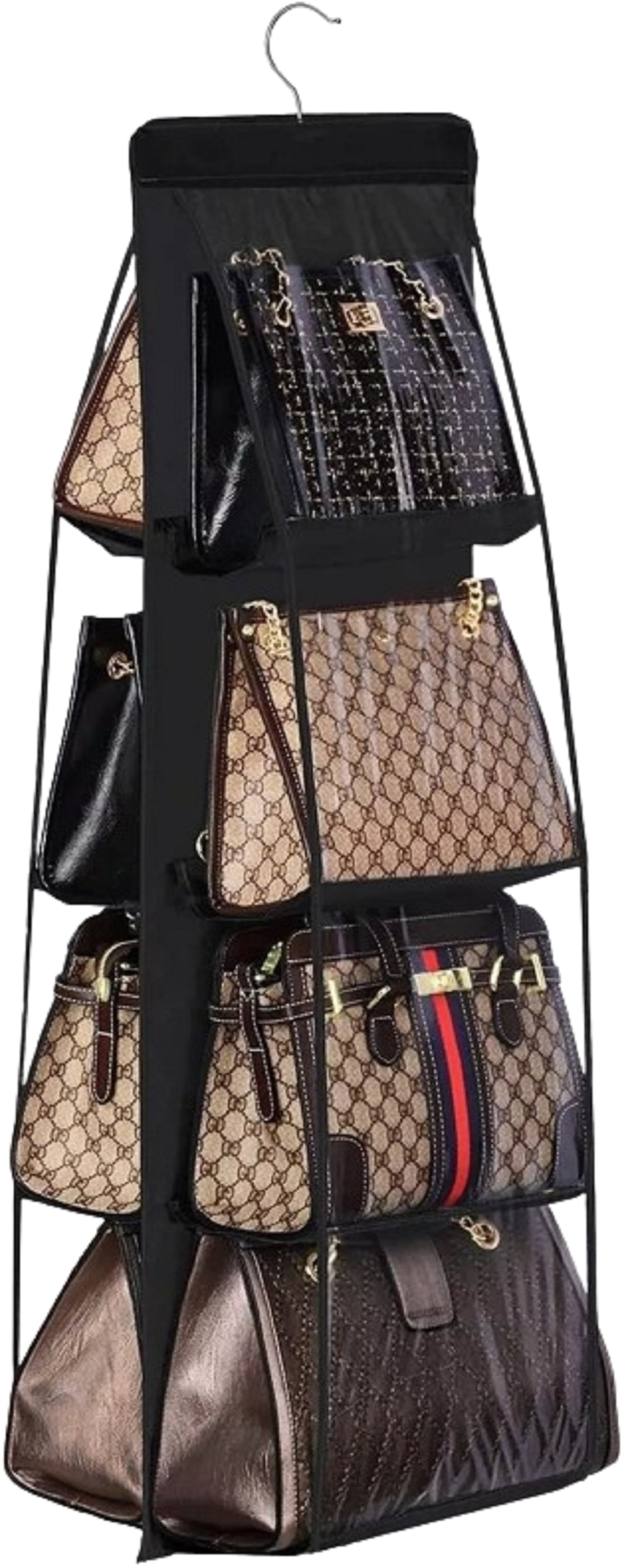 1 Black Handbag and Purse Organizer Rack Closet Display 8 Pocket ...