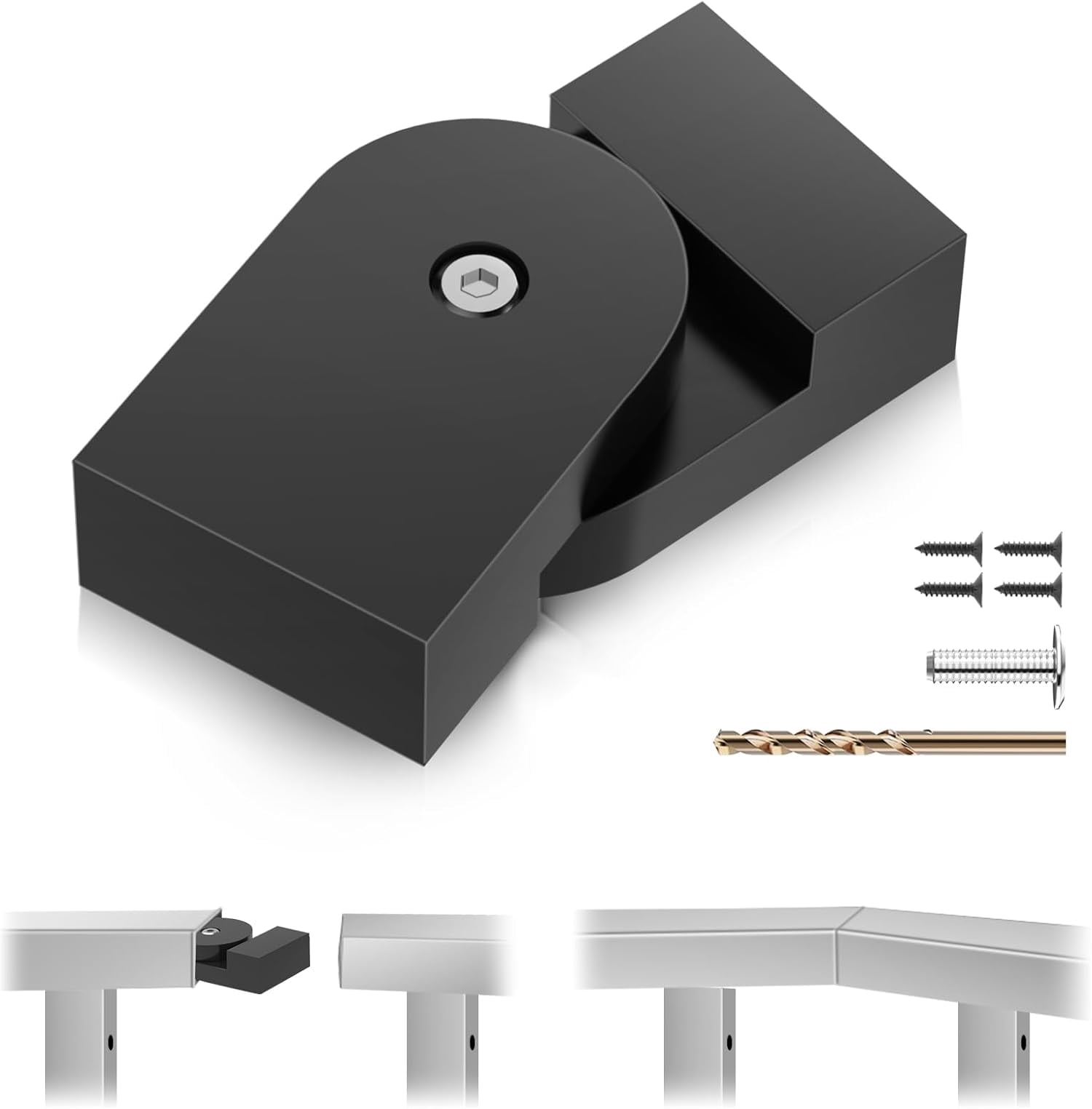 1 Black Level Pivot Connector for Stainless Flat Handrail, 180 ...