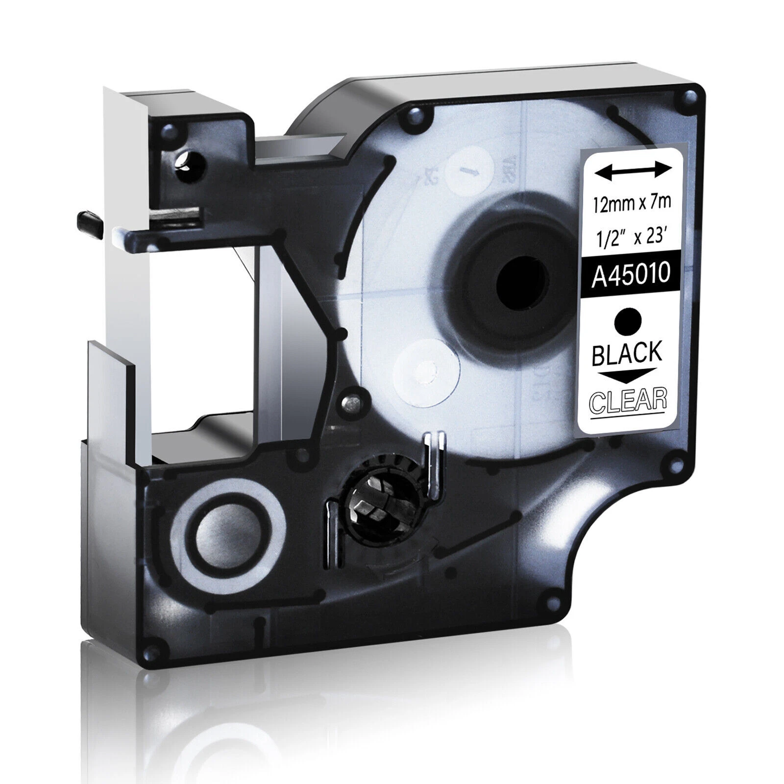 1* Black On Clear Label Tape ½” X 23’ Standard For Dymo D1 45010 12Mm X7M A45010 - Walmart.com