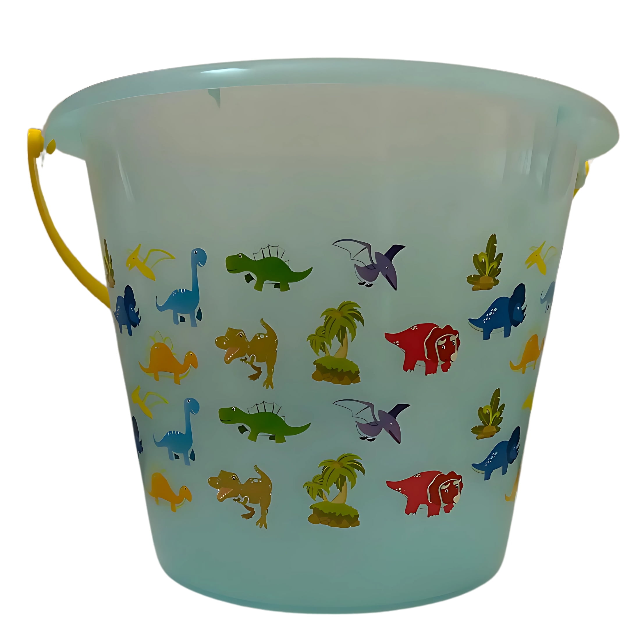 (1) Blue Dinosaur Easter Basket, 8-Inch Reusable Plastic Bucket with ...