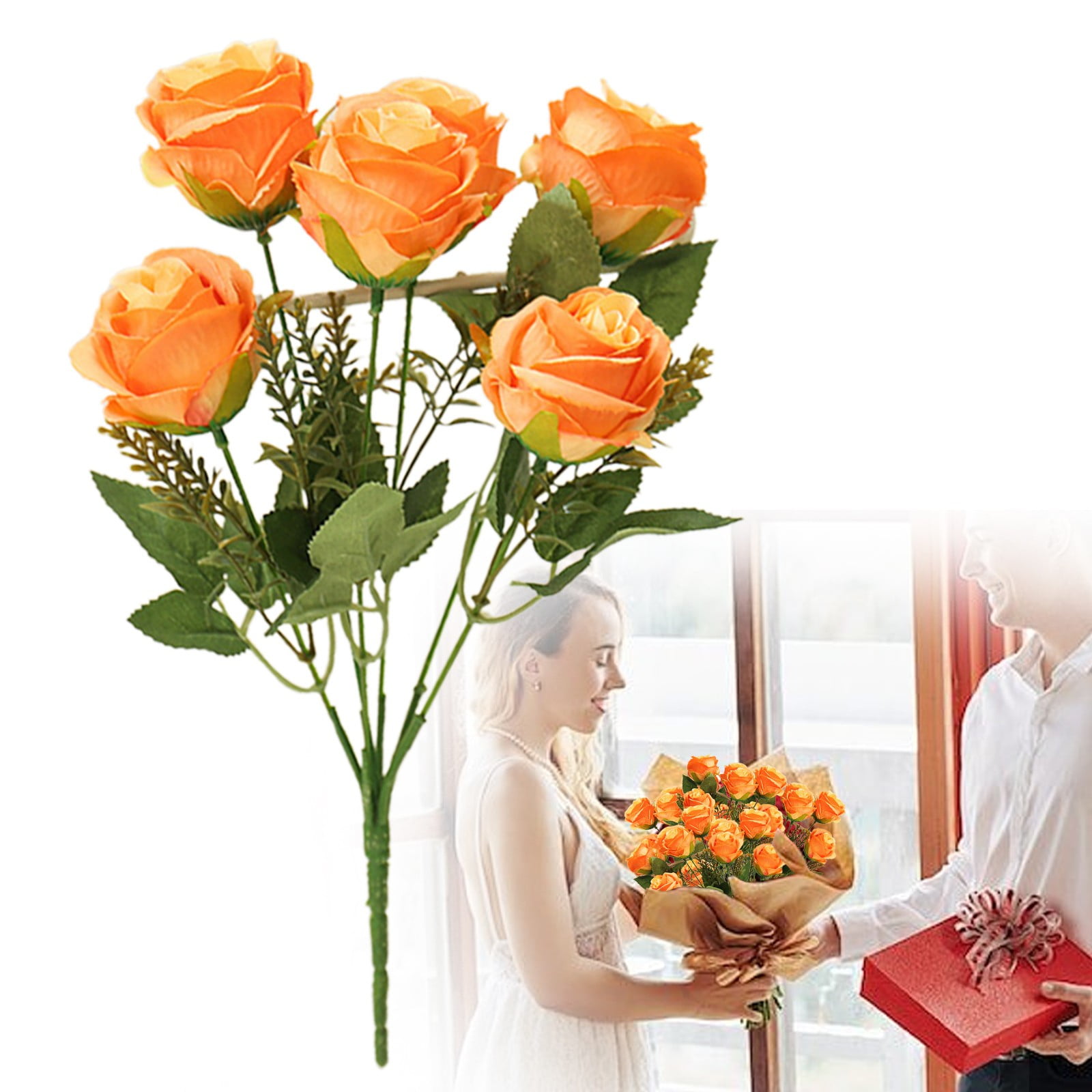 1 Bouquet of Simulated Six Roses Clearance! Simulated Six-Head Diamond ...