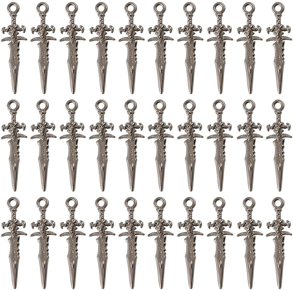 1 Box 1 Box 100Pcs Knife Charms Miniature Dagger Charm Tibetan Style ...