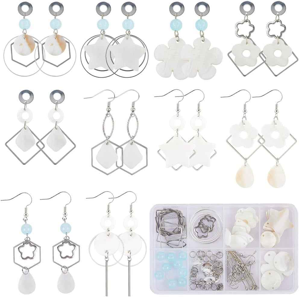 1 Box 10 Pairs Sea Shell Earring Making Starter Kits Star Flower ...