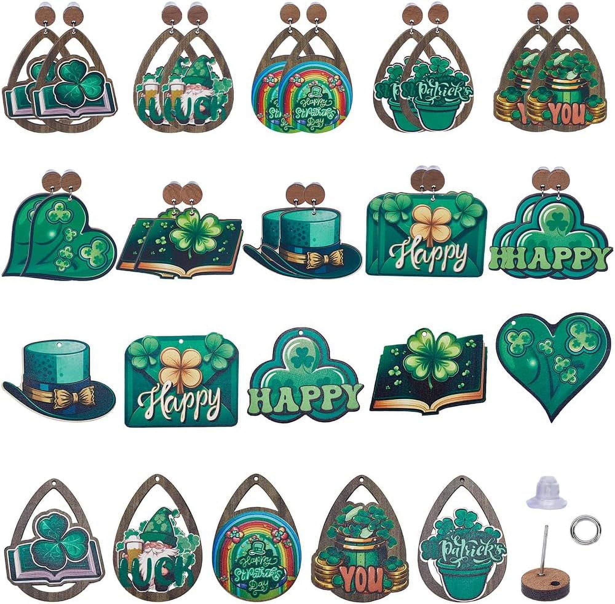 1 Box 10 Pairs St. Patrick's Day Earring Making Kit Good Luck Shamrock ...