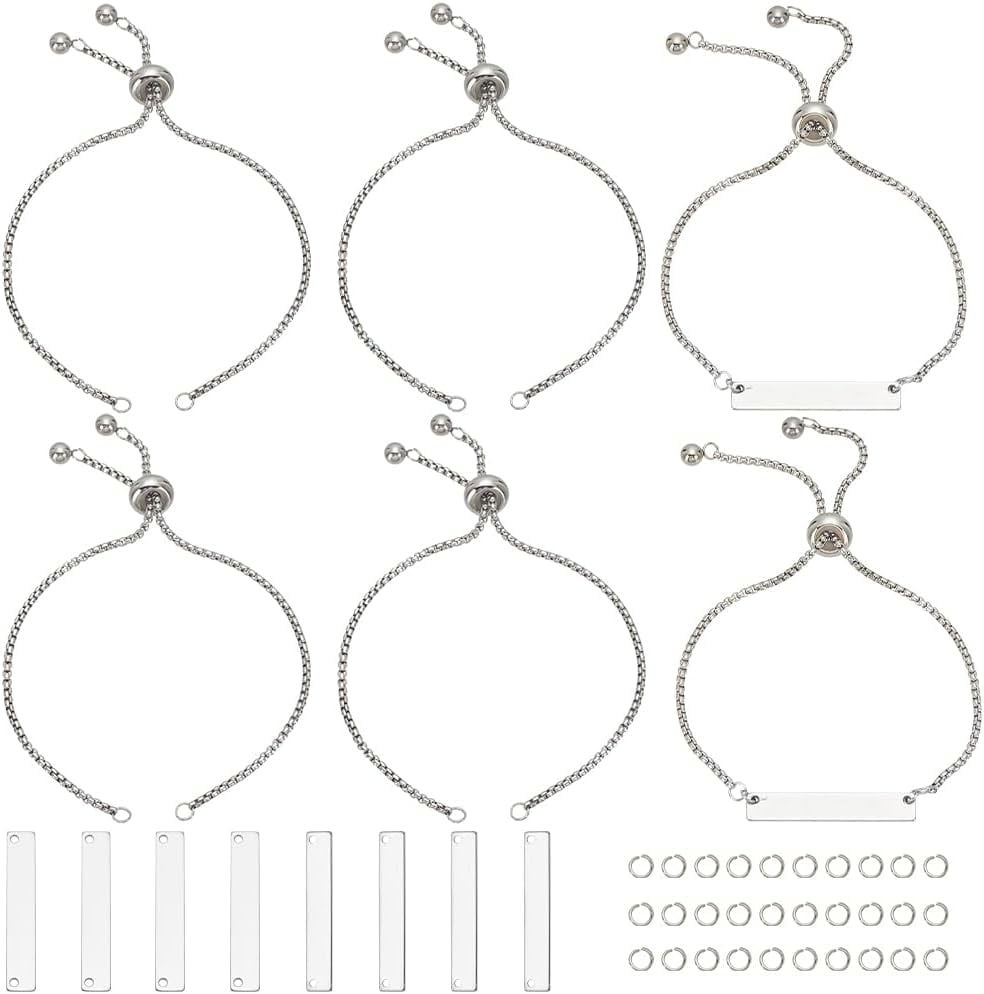 1 Box 10 Sets Engravable Bracelets Blank Metal Stamping Bracelet Kit ...