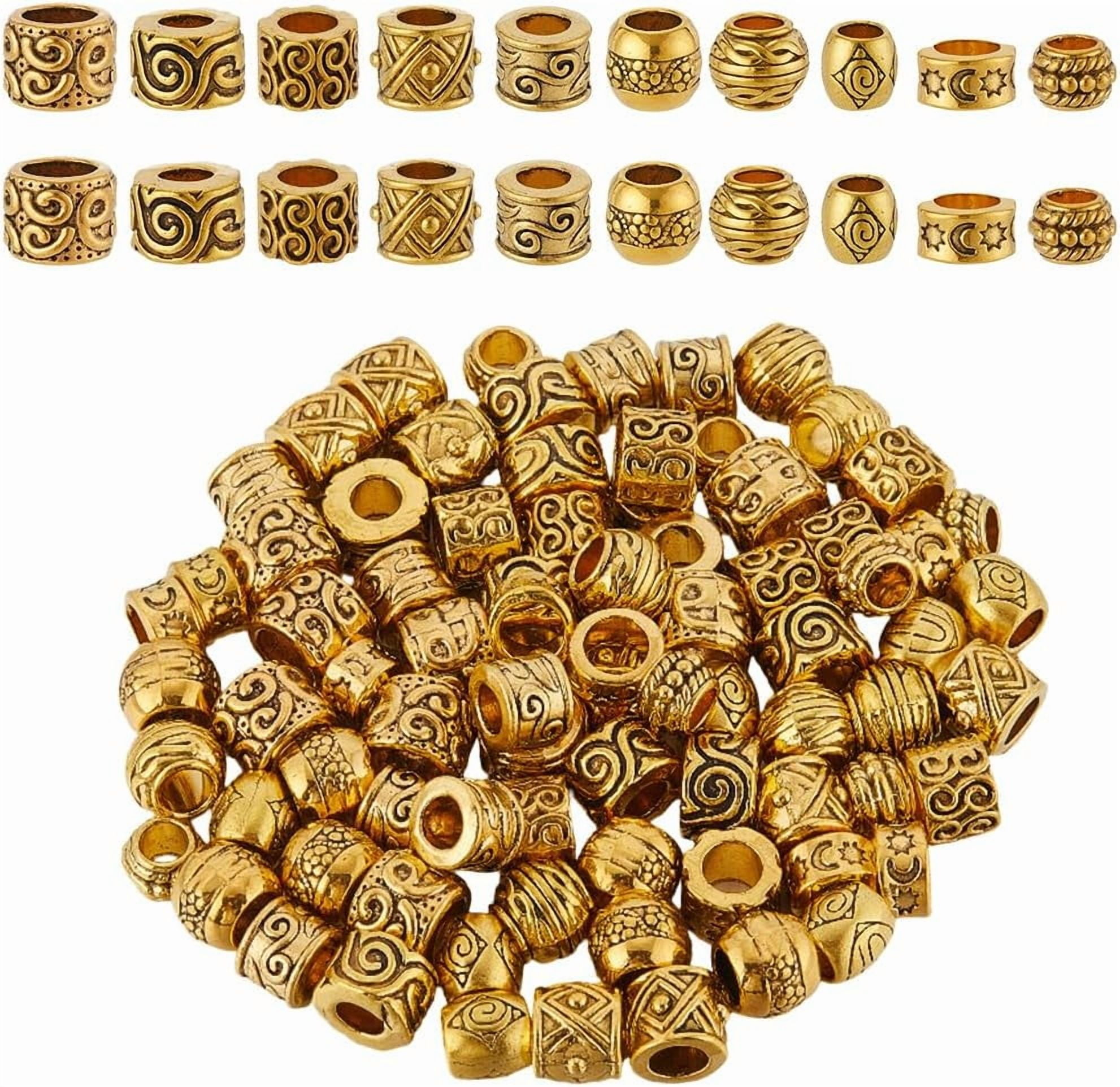 1 Box 10 Styles 100Pcs Gold Beads Gold Barrel Spacer Beads Bulk Loose ...