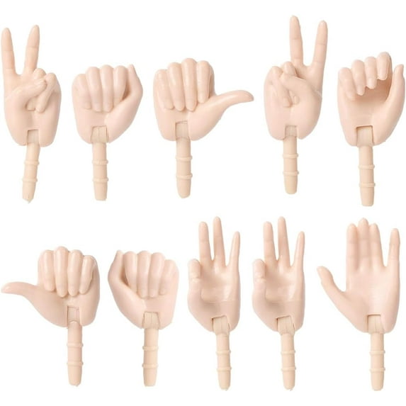 1 Box 10 Styles Jointed Hands Plastic Tiny Finger Hands Miniature ...