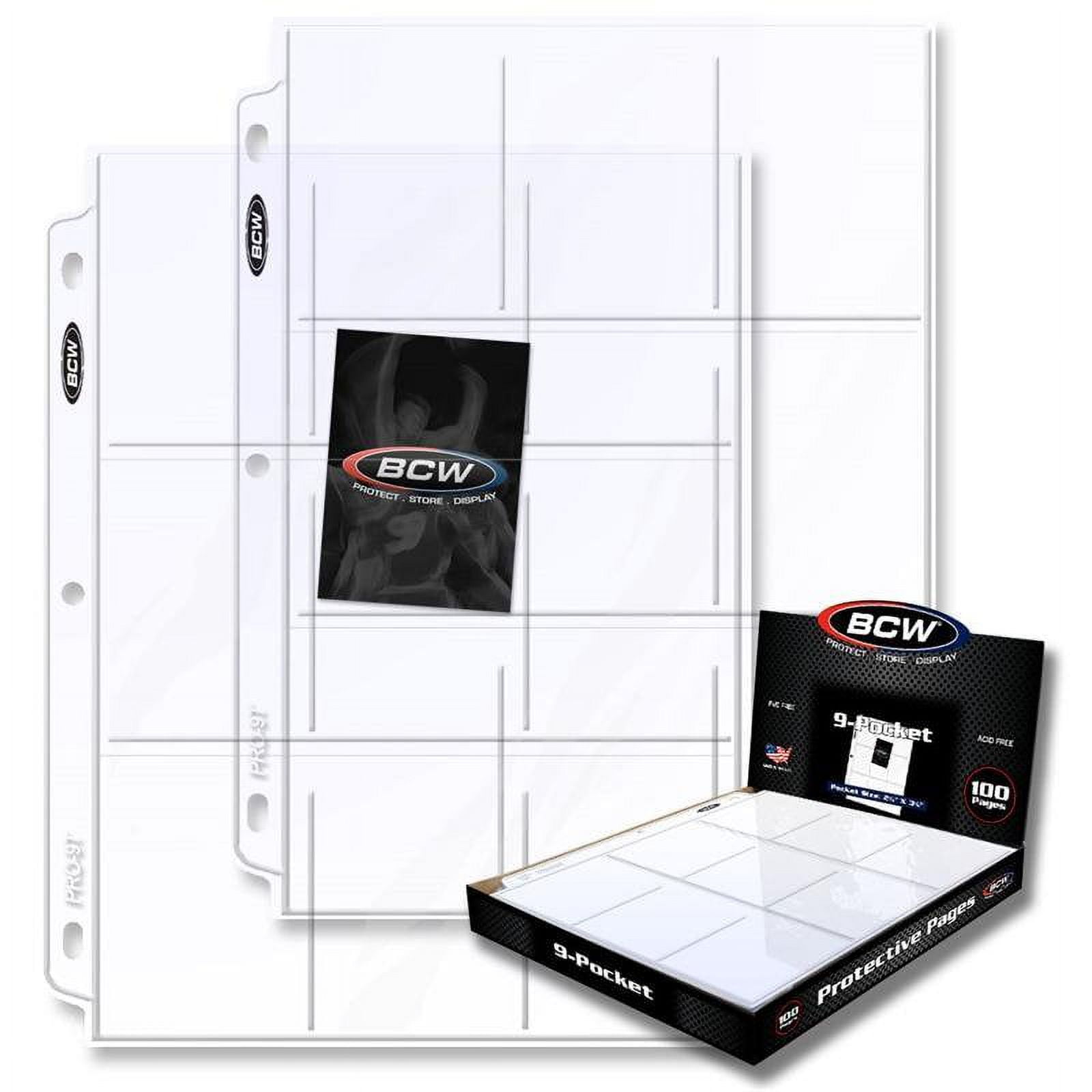 1 Box 100 BCW PRO 9-POCKET PAGE Binder Sheets-Sports/Trading ...