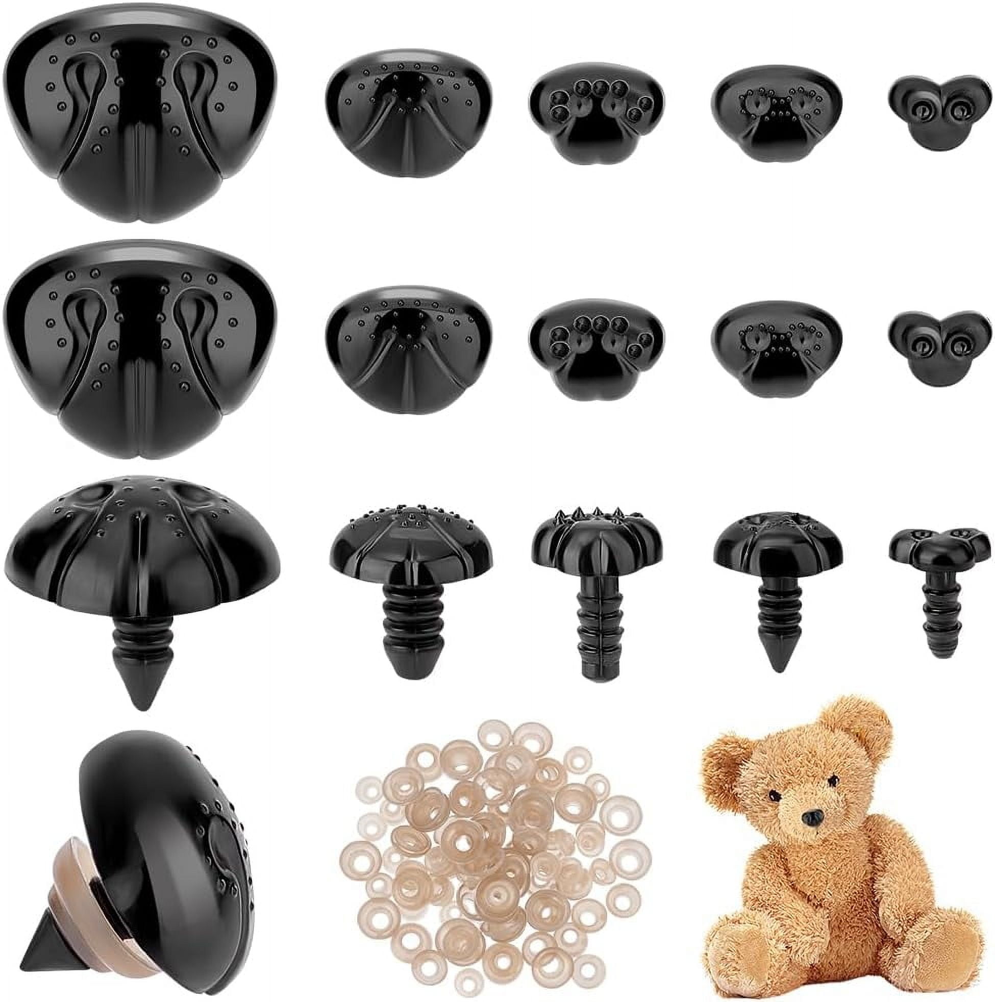 1 Box 100 Pcs Plastic Safety Noses 5 Styles Black Plastic Noses Craft ...